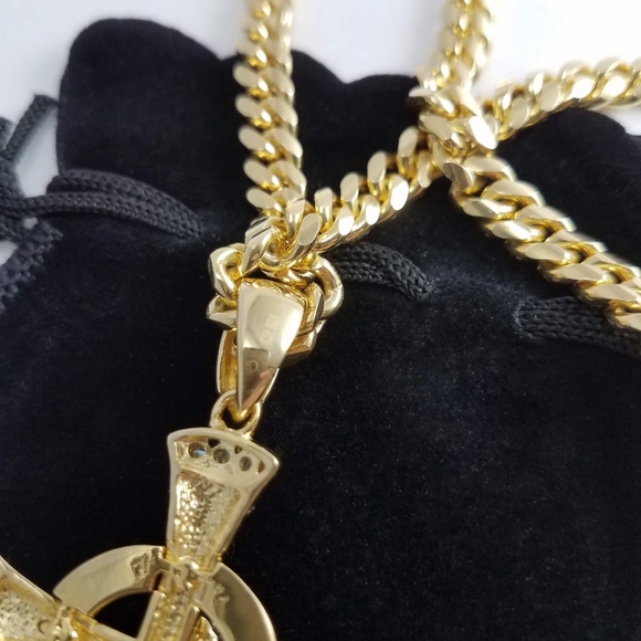 Accessories | 26 Cuban Link Crucifix 14k Gold Solid Silver | Poshmark